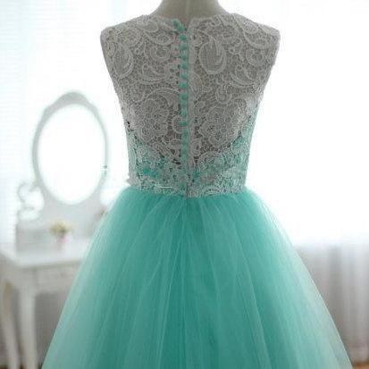 Long Tulle Lace Icy Blue Prom Dress on Luulla
