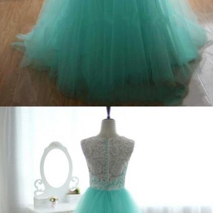 Long Tulle Lace Icy Blue Prom Dress on Luulla