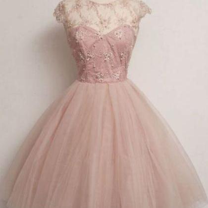 Beaded Sheer Neck Short Party Dress on Luulla