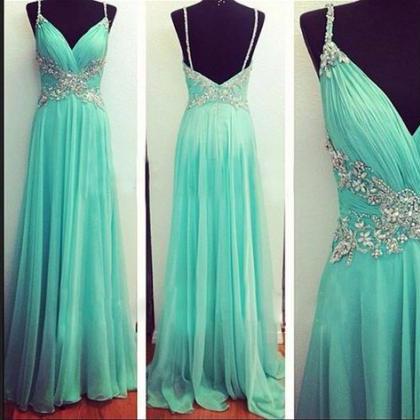 Long Chiffon Prom Dress With Pleated Chest on Luulla