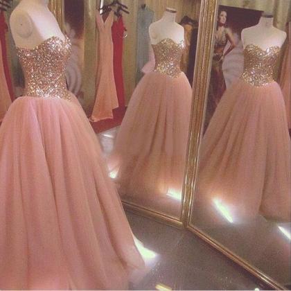 Sleeveless Basques Waistline Prom Dress With Crystaled Bodice on Luulla