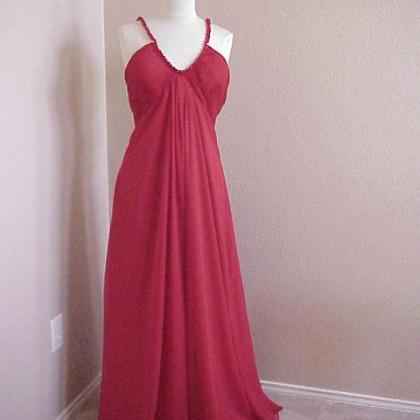 Red Chiffon Prom Dress With Red Beaded Straps on Luulla