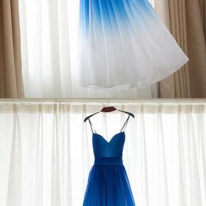 Spaghetti Straps Blue Gradient Evening Dress on Luulla