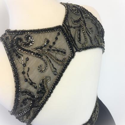 Open Back Black Beaded Prom Dress on Luulla