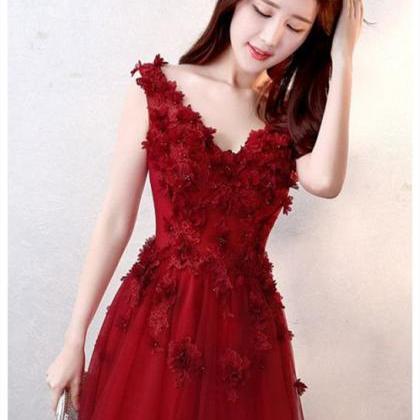 Half Sleeves Red Evening Dress With Corset Back on Luulla