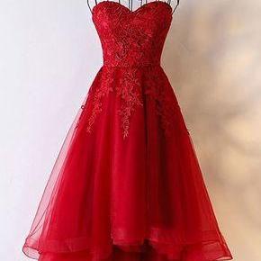 Sleeveless Red Homecoming Dress With Lace on Luulla