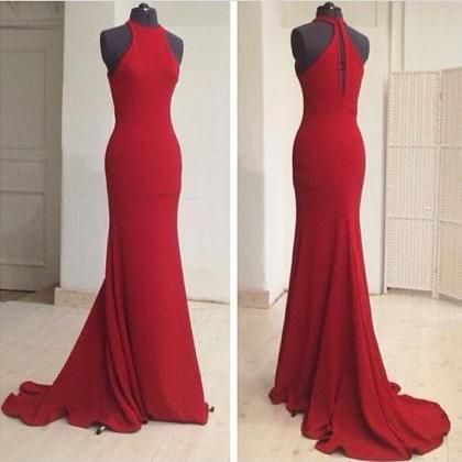 High Neck Sheath Prom Dress With Keyhole Back on Luulla