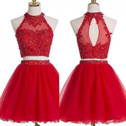 Red Two Pieces Hoco Party Dress Short Prom Dress on Luulla