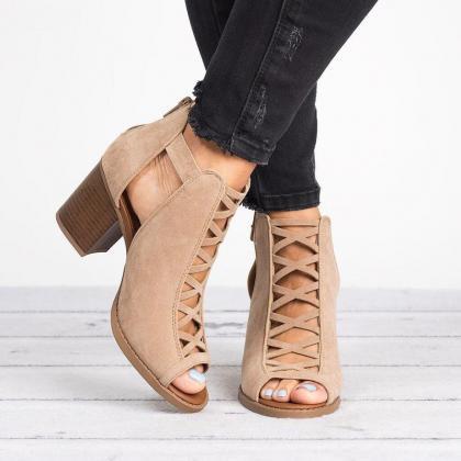 Peep Toe Lace-up Front Women Sandals Shoes on Luulla