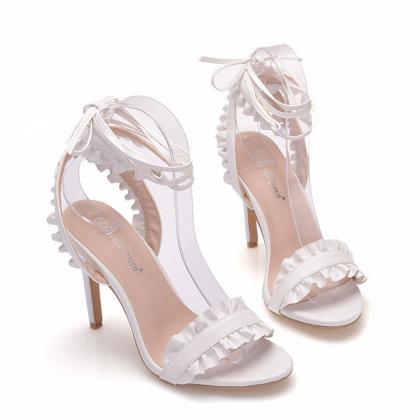Ruffle Detail Lace Up Heels Sandals Shoes Women on Luulla