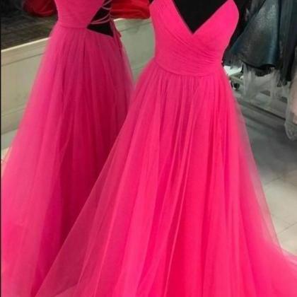 V Neck Long Prom Dress With Tie Back on Luulla