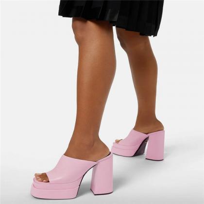 Pink Platform Mule Sandals on Luulla