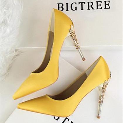 Yellow Prom Shoes Stiletto Heels Pumps on Luulla