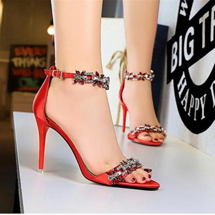 Ankle Strap Red High Heels Shoes Women on Luulla