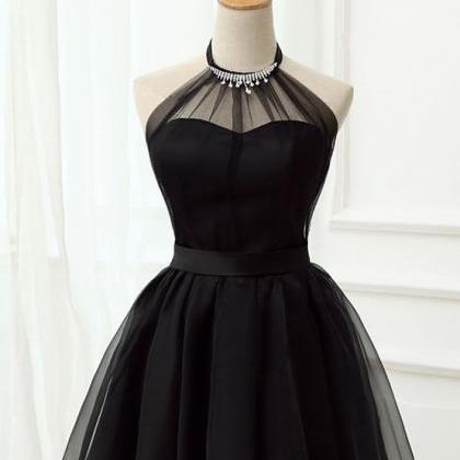 Halter Black Short Hoco Party Dress on Luulla