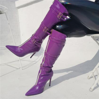 Purple Knee High Booties on Luulla