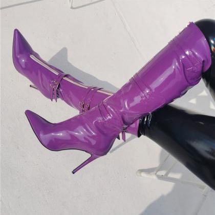 Purple Knee High Booties on Luulla