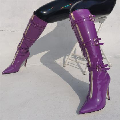 Purple Knee High Booties on Luulla