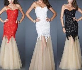 Strapless Mermaid Prom Dress With Lace Bodice on Luulla