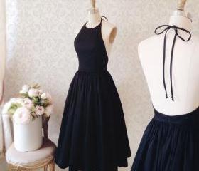 Halter Backless Short Black Dress on Luulla