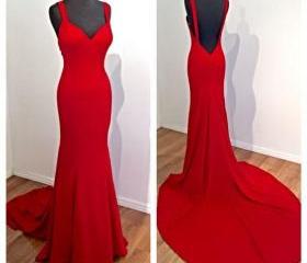Low Back Red Prom Dress on Luulla
