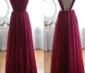 Queen Anna Neckline Open Back Floor Length Evening Party Dress Prom ...