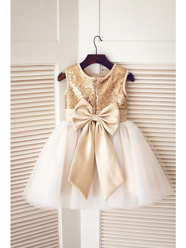 Tulle/sequin Flower Girl Dress With Bow on Luulla