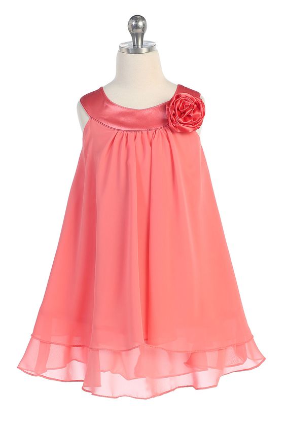 Satin Bib Neckline Chiffon A-line Flower Girl Dress on Luulla
