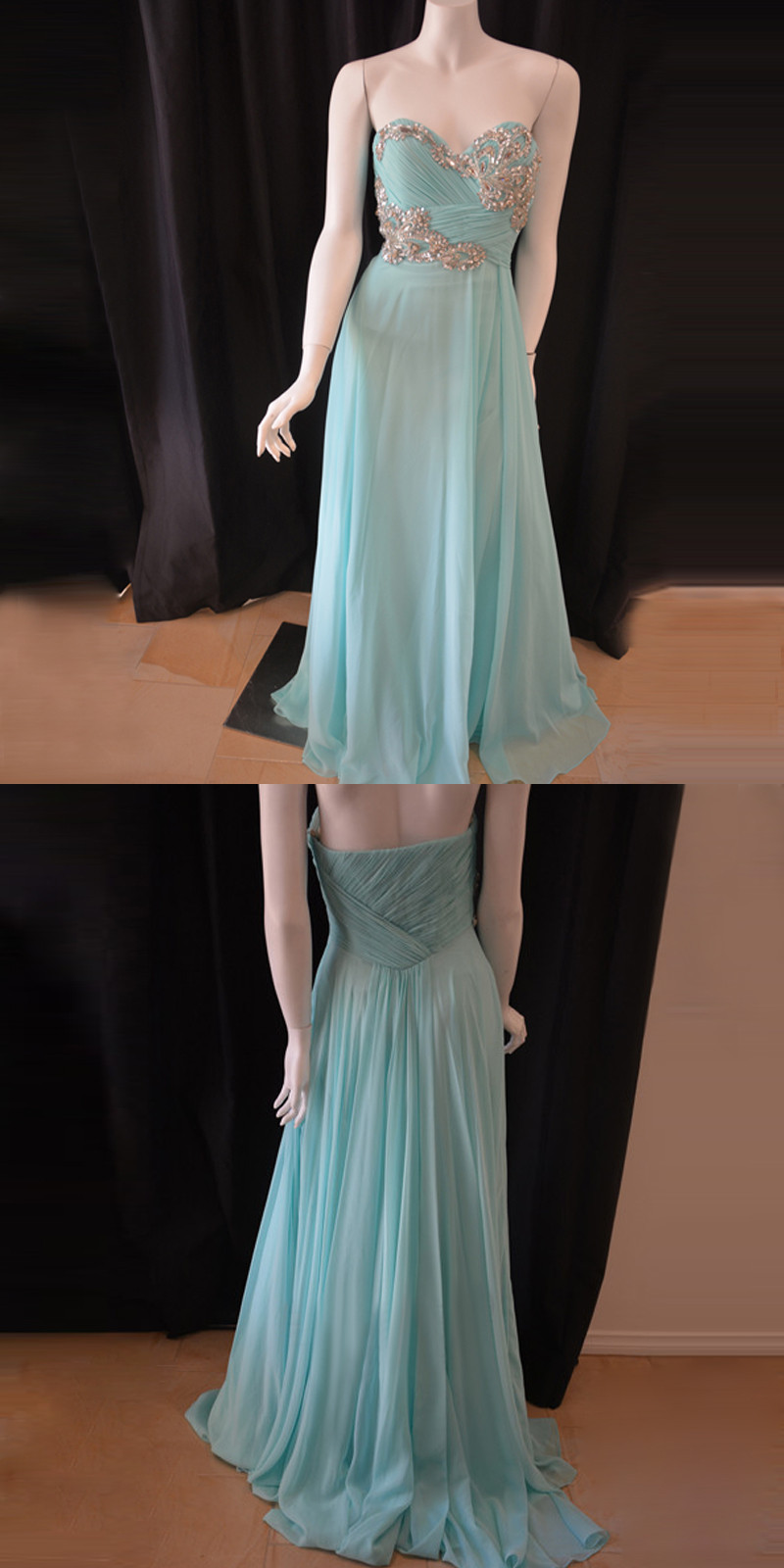 Light Blue Long Formal Occasion Dress With Crystals on Luulla