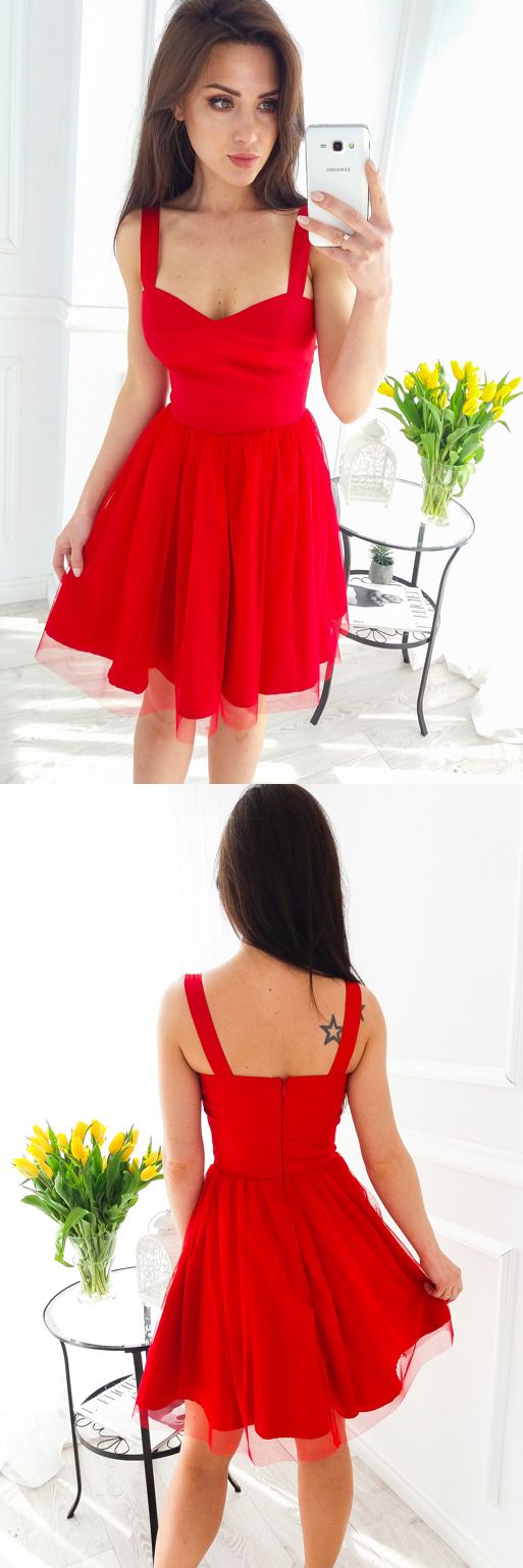 Women's Fashion Short Red Dress on Luulla