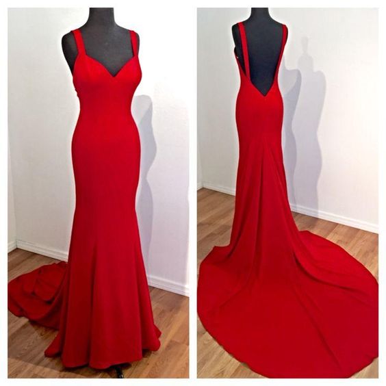 Low Back Red Prom Dress on Luulla