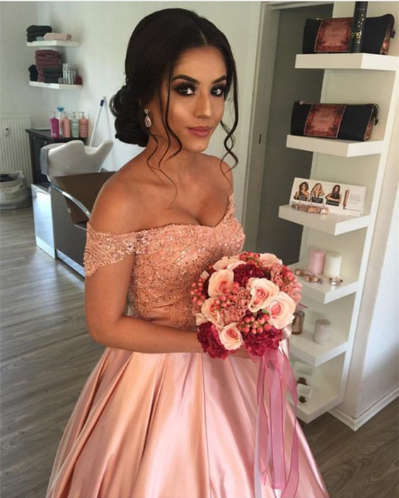 Off The Shoulder Prom Dress With Appliques on Luulla