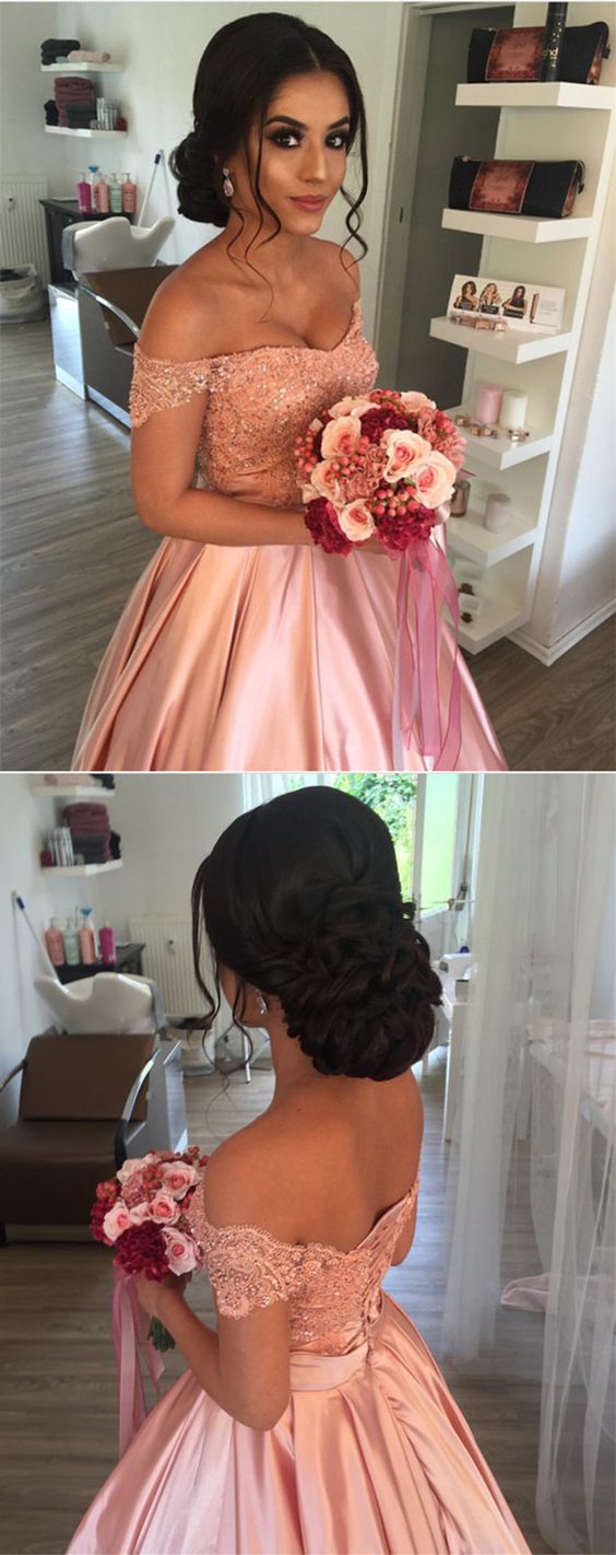 Off The Shoulder Prom Dress With Appliques on Luulla