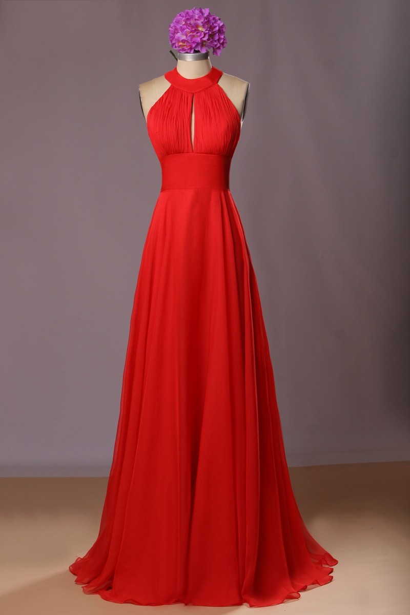 Long Red Chiffon Prom Dress on Luulla