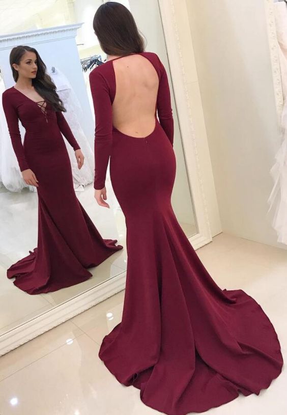 Long Sleeves Mermaid Prom Dress With Open Back on Luulla