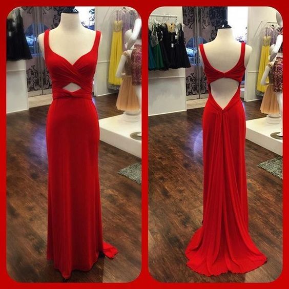 Square Neck Red Long Prom Dress on Luulla