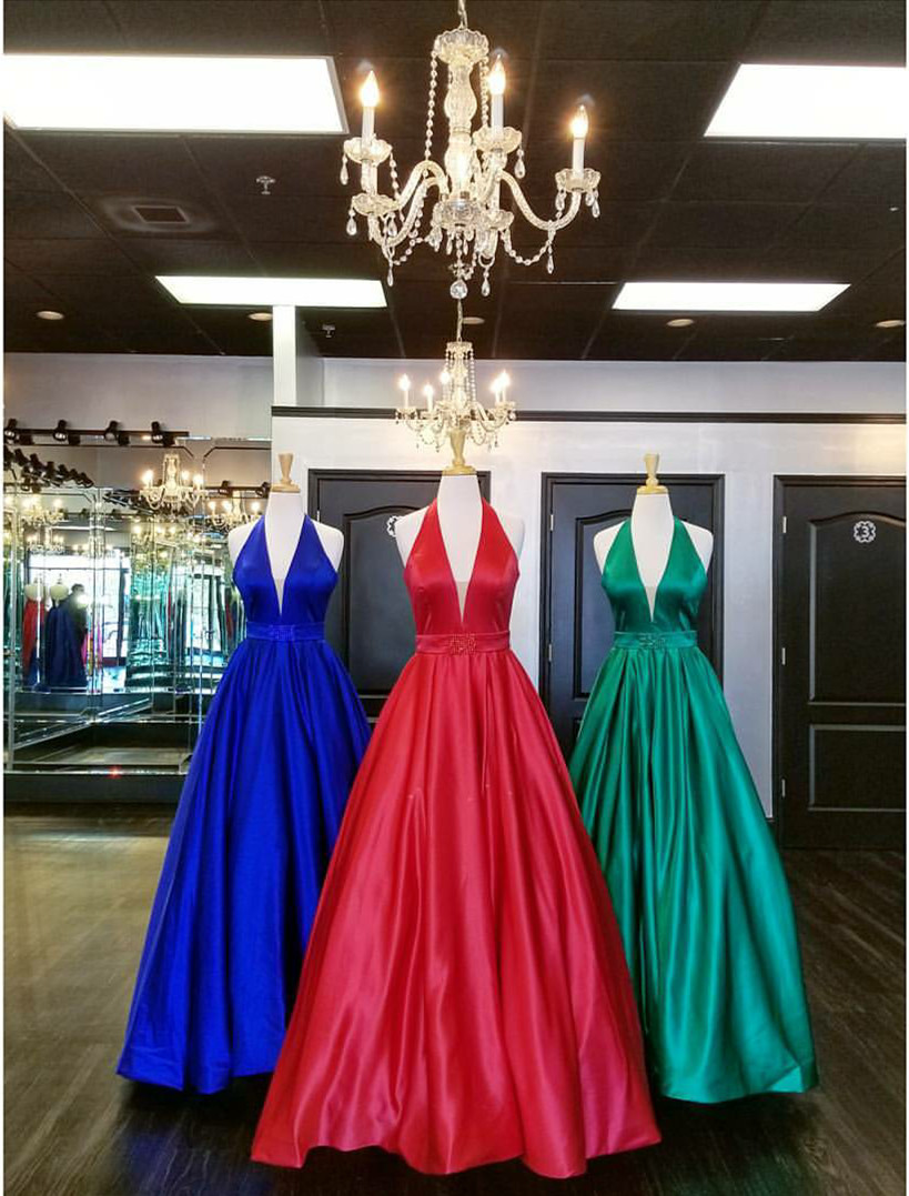 A-line Halter Backless Prom Dress on Luulla