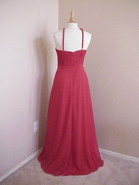 Red Chiffon Prom Dress With Red Beaded Straps on Luulla