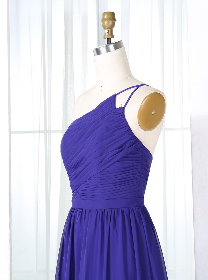 One Shoulder Strap Royal Blue Evening Dress on Luulla