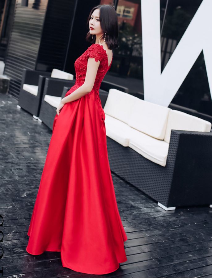 Red Formal Occasion Dress With Short Sleeves on Luulla