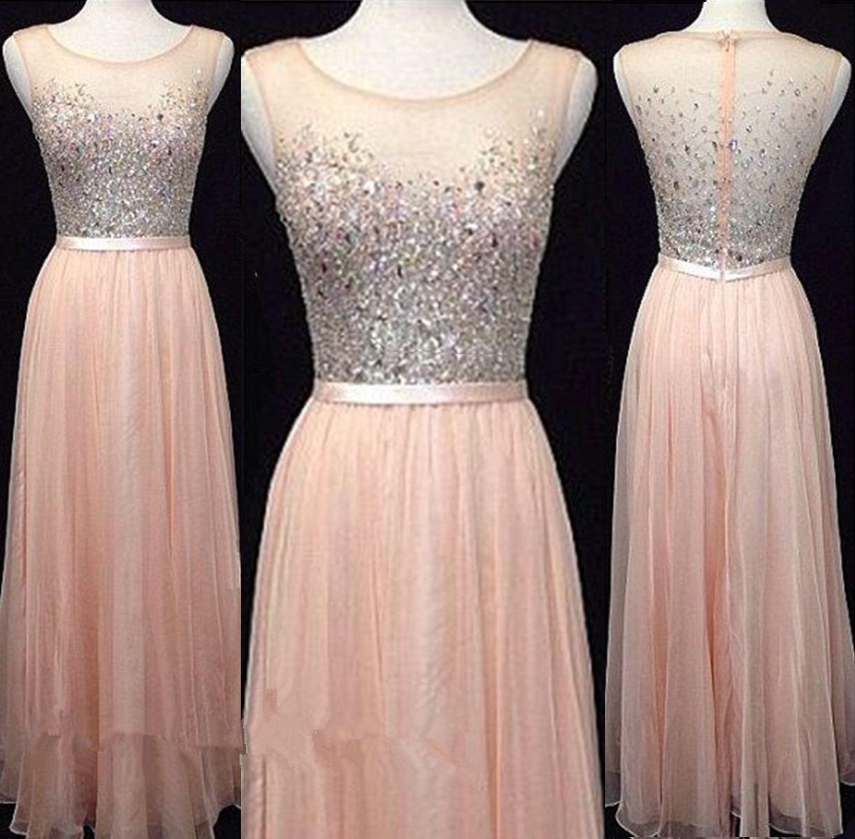 Illusion Prom Dress With Crystals on Luulla