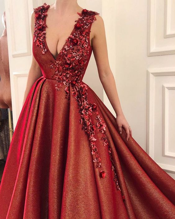 Red Appliques Ball Gown Prom Dress, Sweet 16 Dresses,quinceanera ...