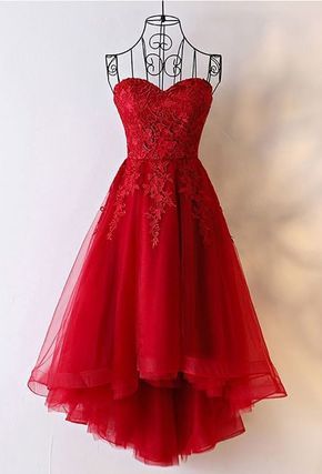 Sleeveless Red Homecoming Dress With Lace on Luulla
