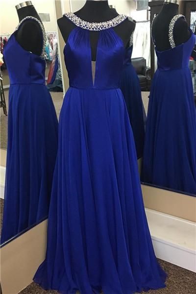 Keyhole Bodice Long Royal Blue Prom Dress on Luulla
