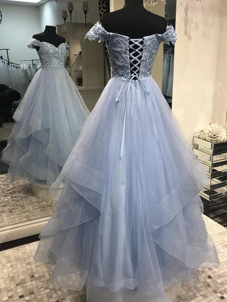 Off The Shoulder Light Blue Formal Occasion Dress Eveing Gowns on Luulla