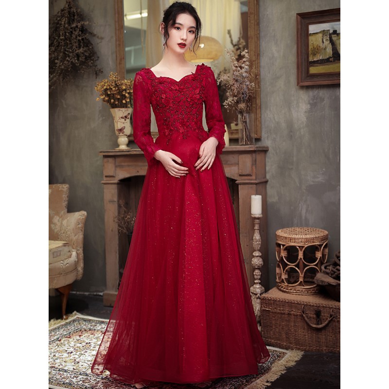 Dark Red Long Formal Occasion Dress Pageant Party Evening Gowns on Luulla