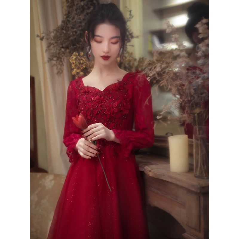 Dark Red Long Formal Occasion Dress Pageant Party Evening Gowns on Luulla