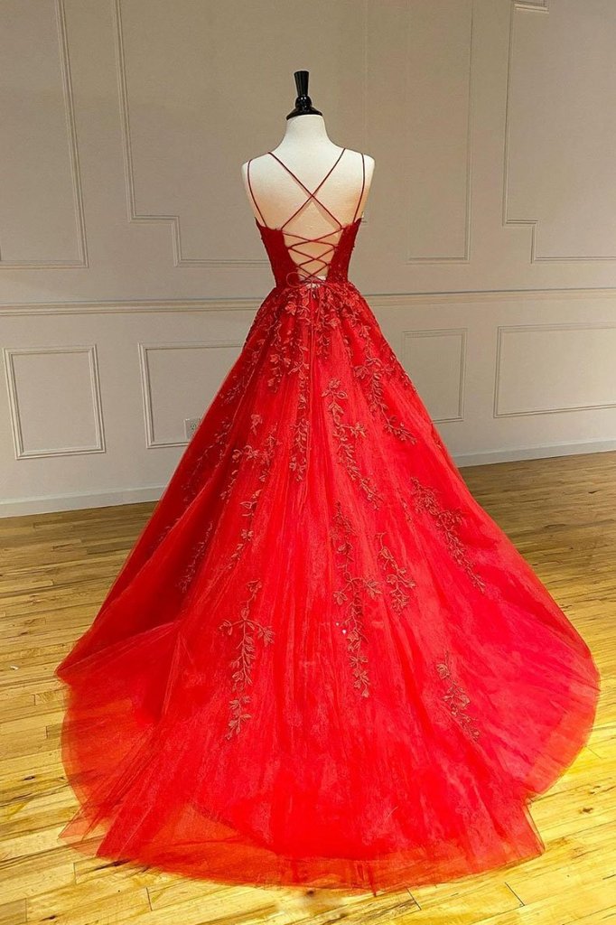 Long Red Prom Dresses Floor Length Special Occasion Evening Gowns on Luulla