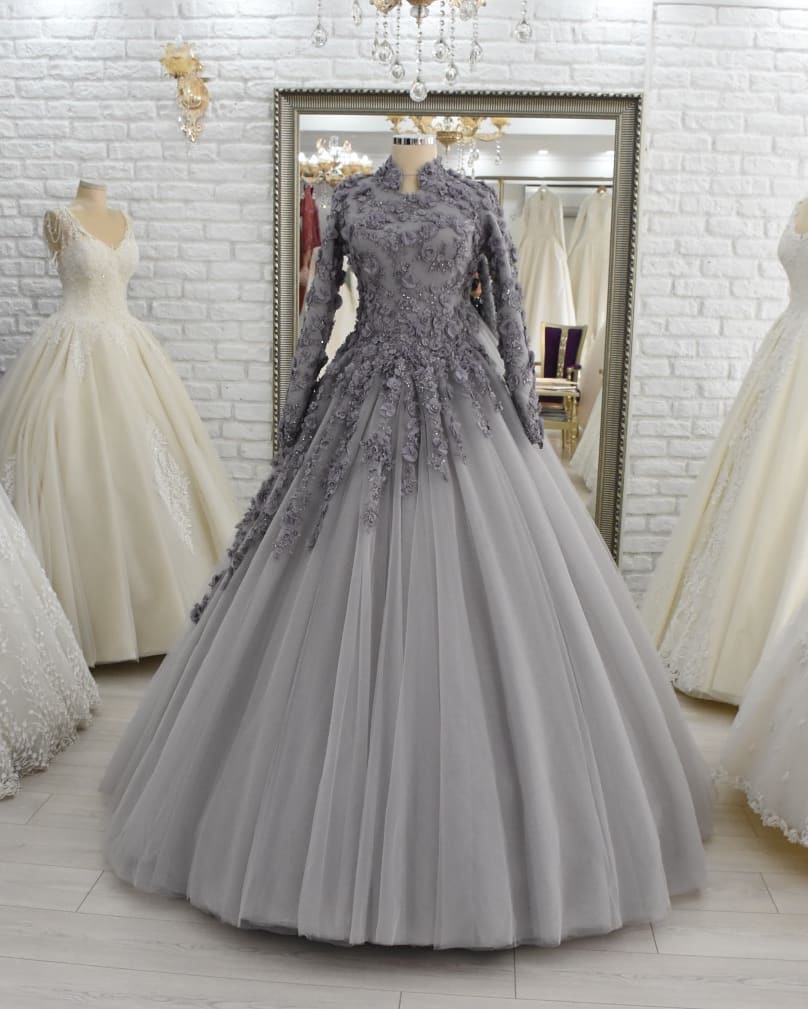Long Sleeves Grey Formal Occasion Dresses Evening Gowns on Luulla