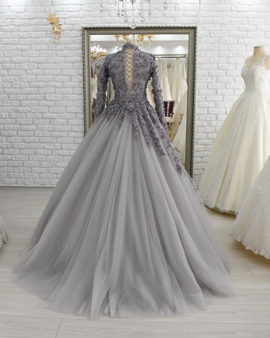 Long Sleeves Grey Formal Occasion Dresses Evening Gowns on Luulla